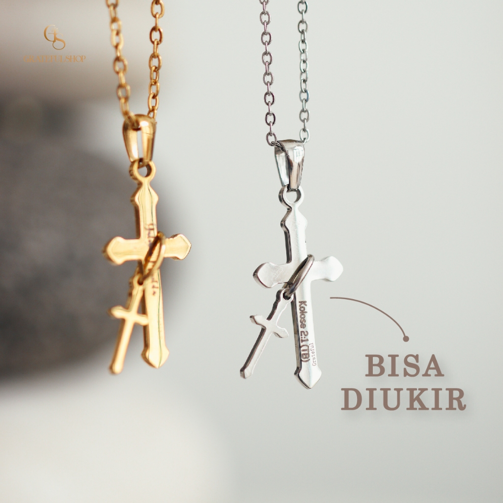 Grateful - Double Gold Cross Necklace / Double Cross Necklace ...