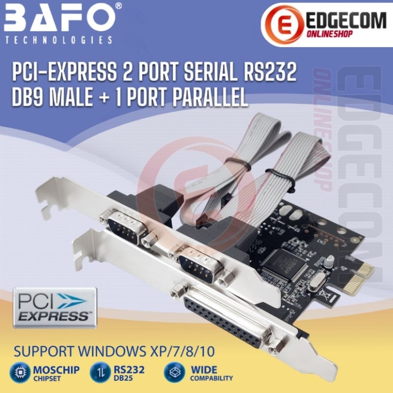 Bafo PCIe PCI Express 2 Serial Port RS232 DB9 male+1 Port DB25 Parallel ...