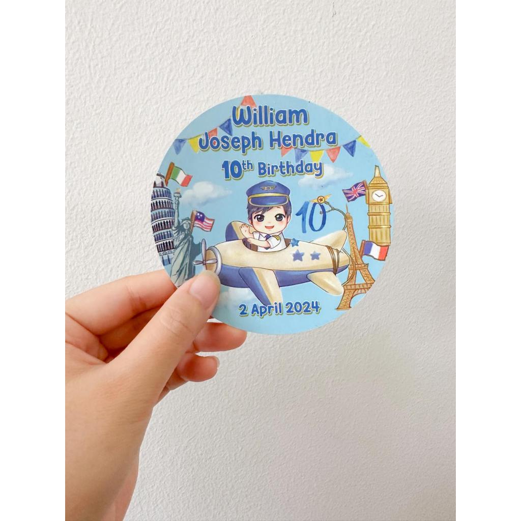 Pilot Cute Airplane Sticker Birthday/Sticker Pudding/Tumpeng/Hampers ...