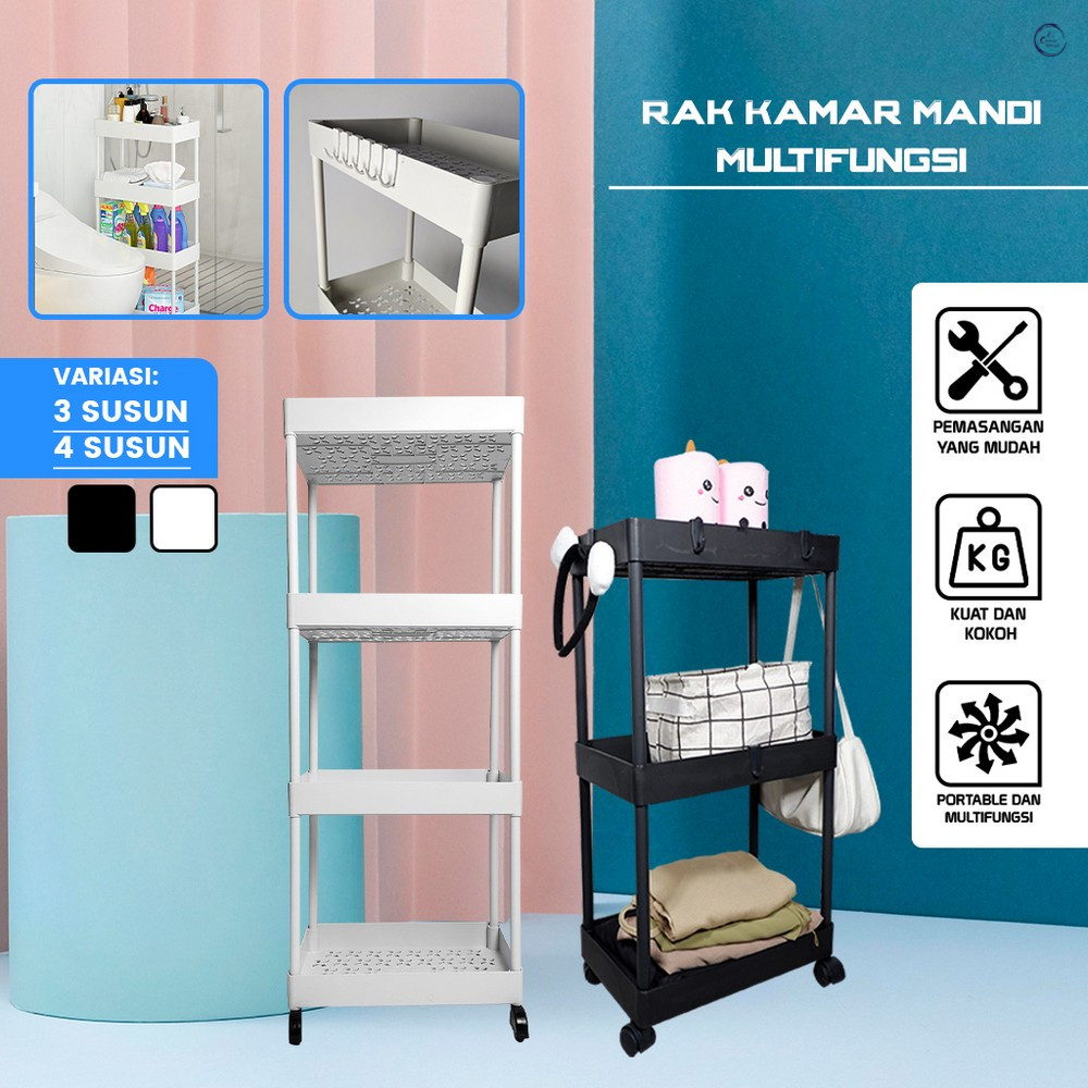 4 Tier Multi-Purpose Stacking Shelf With Plastic Wheels Portable ...