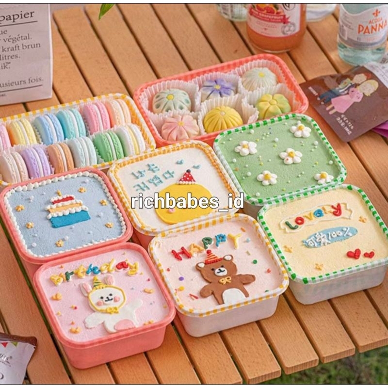 5pcs KOREAN DESSERT BOX PACKAGING BENTO CAKE BOX MILKBUN Container CUTE ...