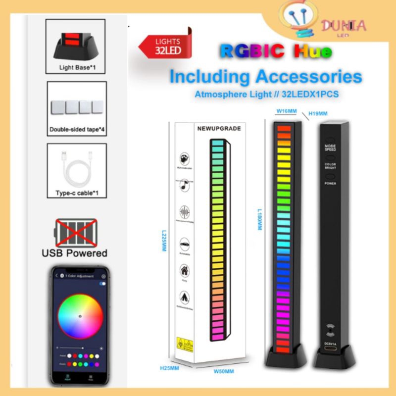 Led Bar Lights Equalizer Audio Spectrum Strip RGB Lights Following ...