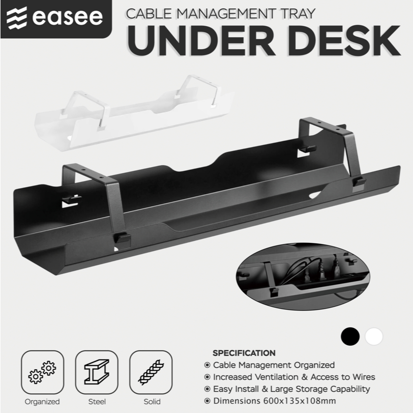 Easee Under Desk Cable Management Tray Organizer/Under Desk Cable Rack ...