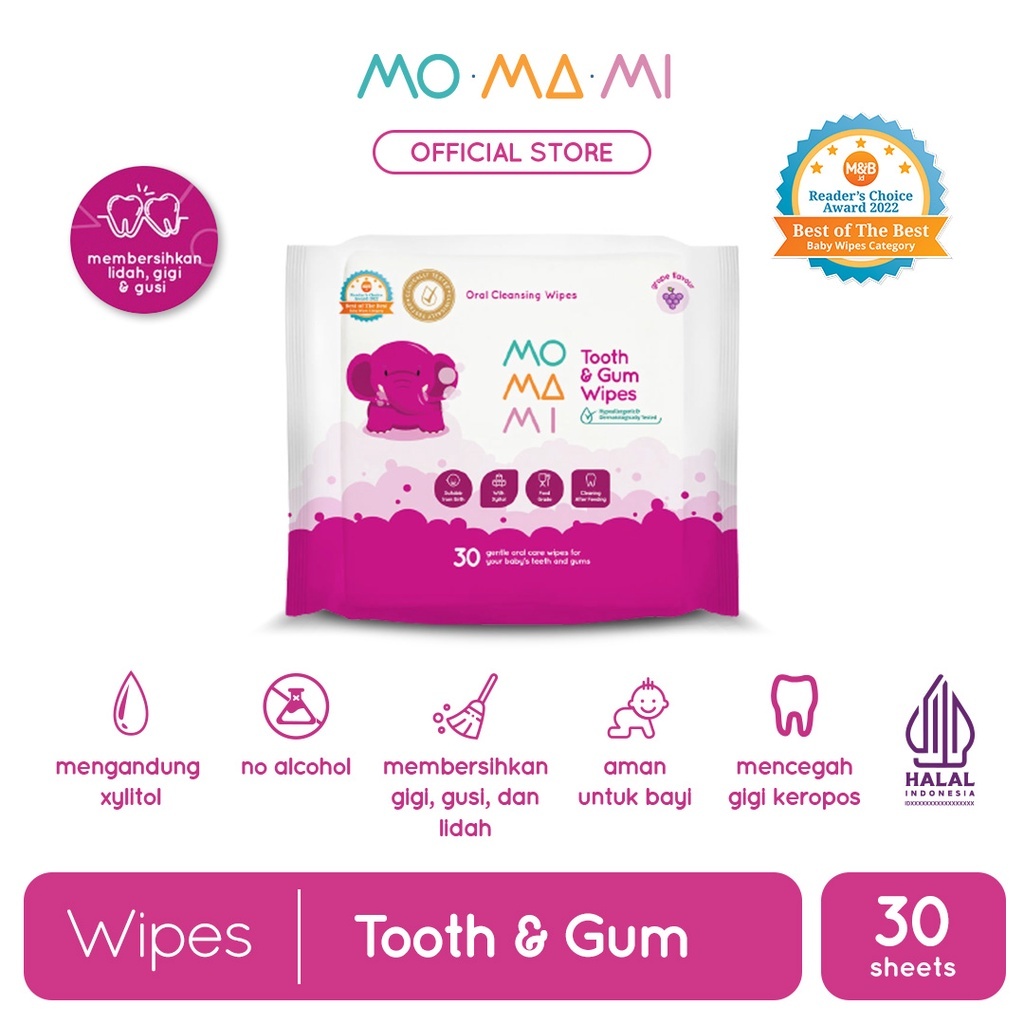 MOMAMI Tooth & Gum Wipes 20 30 sheets / Baby Teeth, Gums & Tongue Wet ...