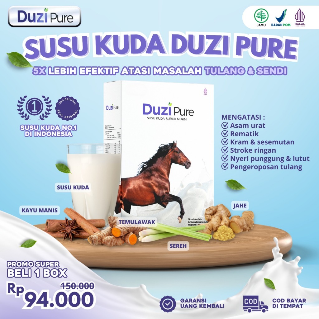 Duzi Pure - Lombok Horse Milk Calcium Overcome Joint Pain, Gout, Immune ...