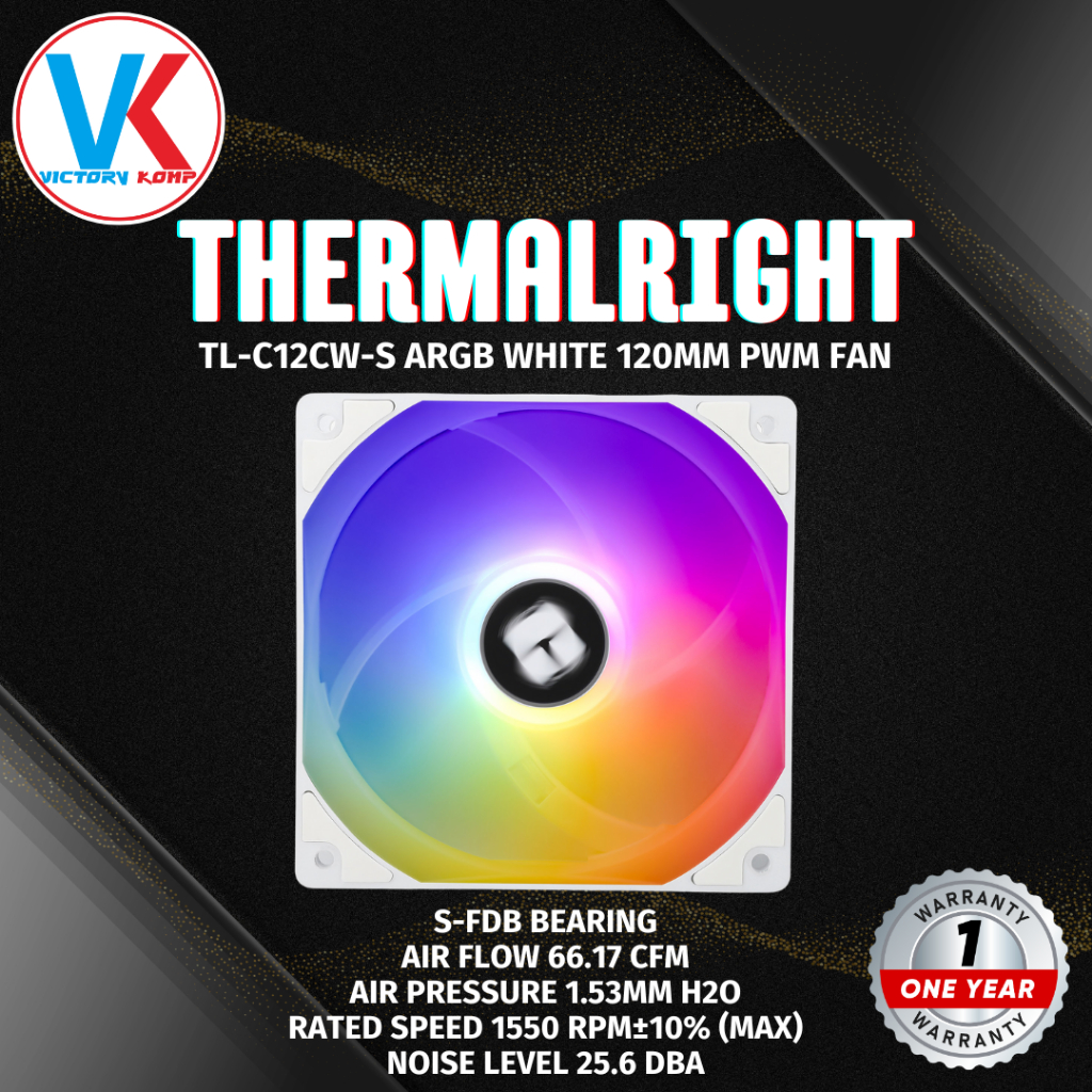 Thermalright TL-C12CW-S ARGB White 120mm PWM FAN (Bulb Package ...