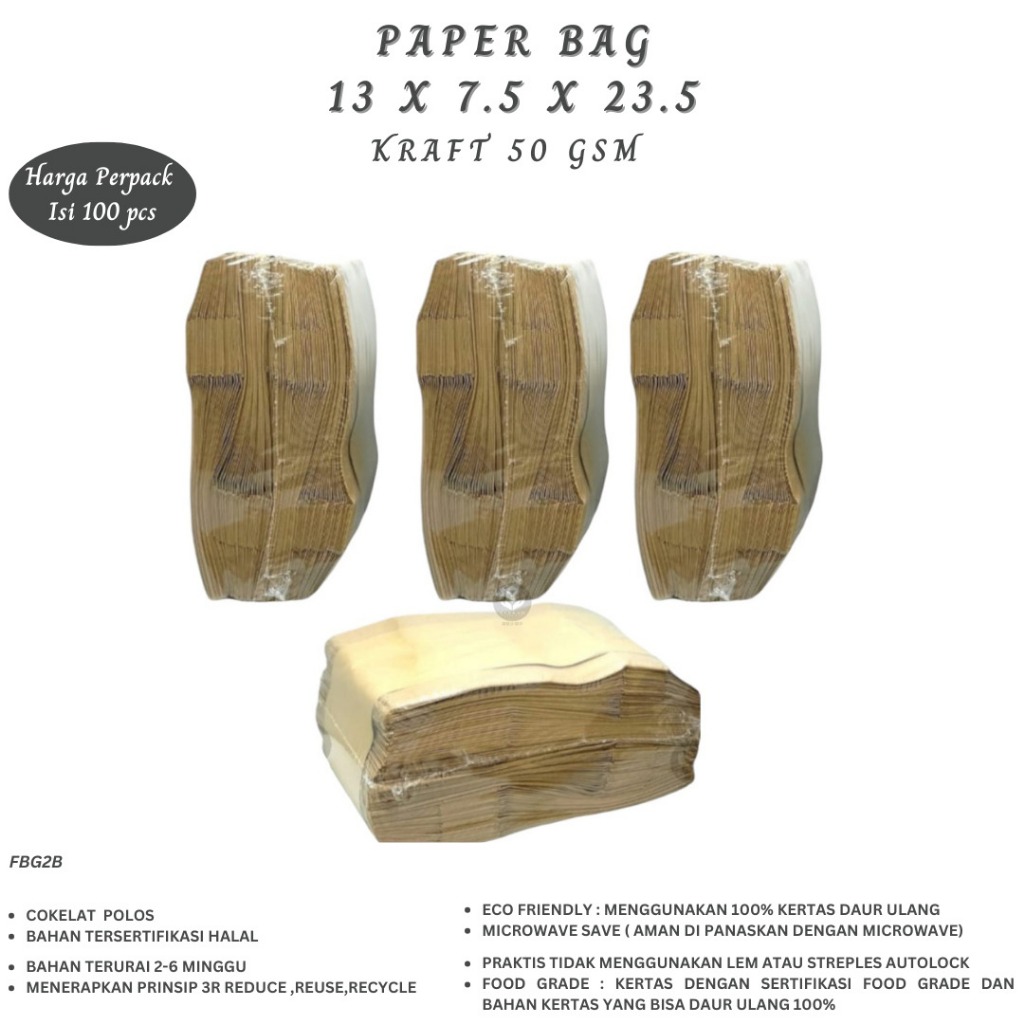 Small Paper Bag Fried Chicken Paper 13x7.5x23 (Contains 100 Pcs-FBG2B ...