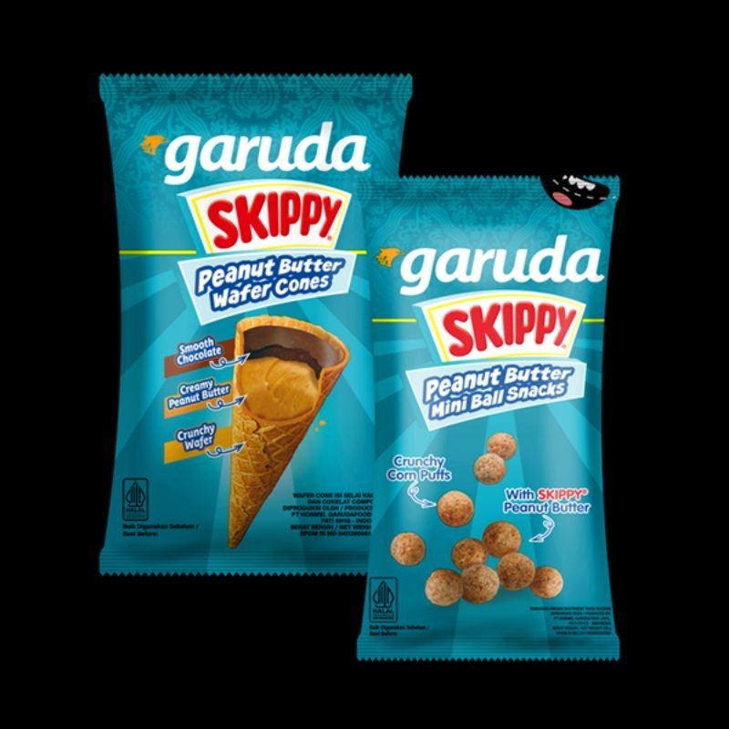Garuda Skippy Peanut Butter Wafer Cones 15gr / Mini Ball Snack 20gram ...