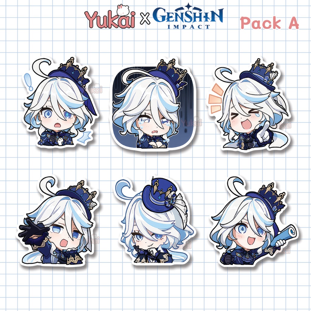 Furina Genshin Impact Premium Pack Sticker, Waterproof Anime Sticker ...