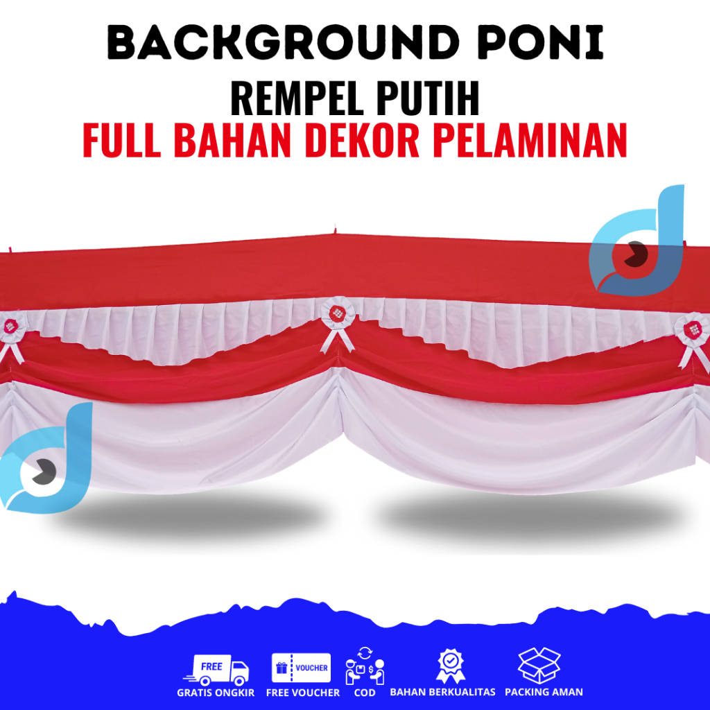 MERAH PUTIH Long Red and White Wave Flag with Beautiful Bangs, 5 Meters ...