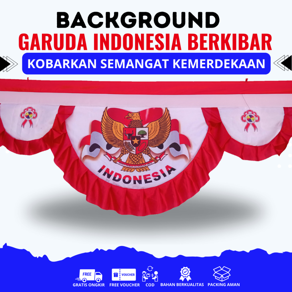 Garuda Indonesia Merdeka Screen Printing Flag 10 Meters & 5 Meters Long ...