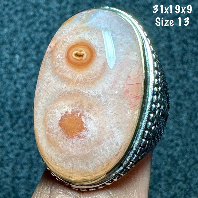 Natural Agate Ring Puser Baturaja Number 8 Flower Fiber Ice Crystal ...