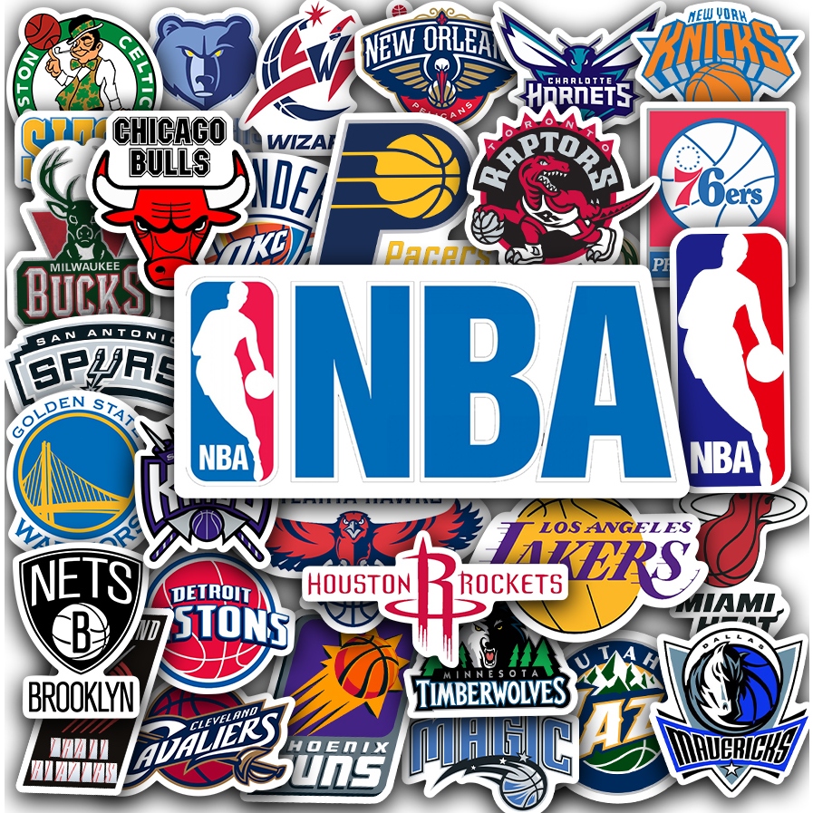 [32PCS] Cool Stickers NBA Team Logo Basketball Stickers Logo Scratch ...