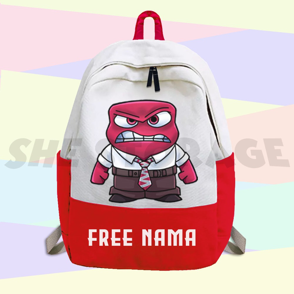 (FREE Name) Children's Backpack ANGER INSIDE OUT DISNEY PIXAR Character ...