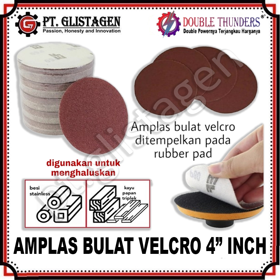 4 inch Grit 80 Velcro Round Sandpaper / 4" Grip 80 Grinding Stick-on ...