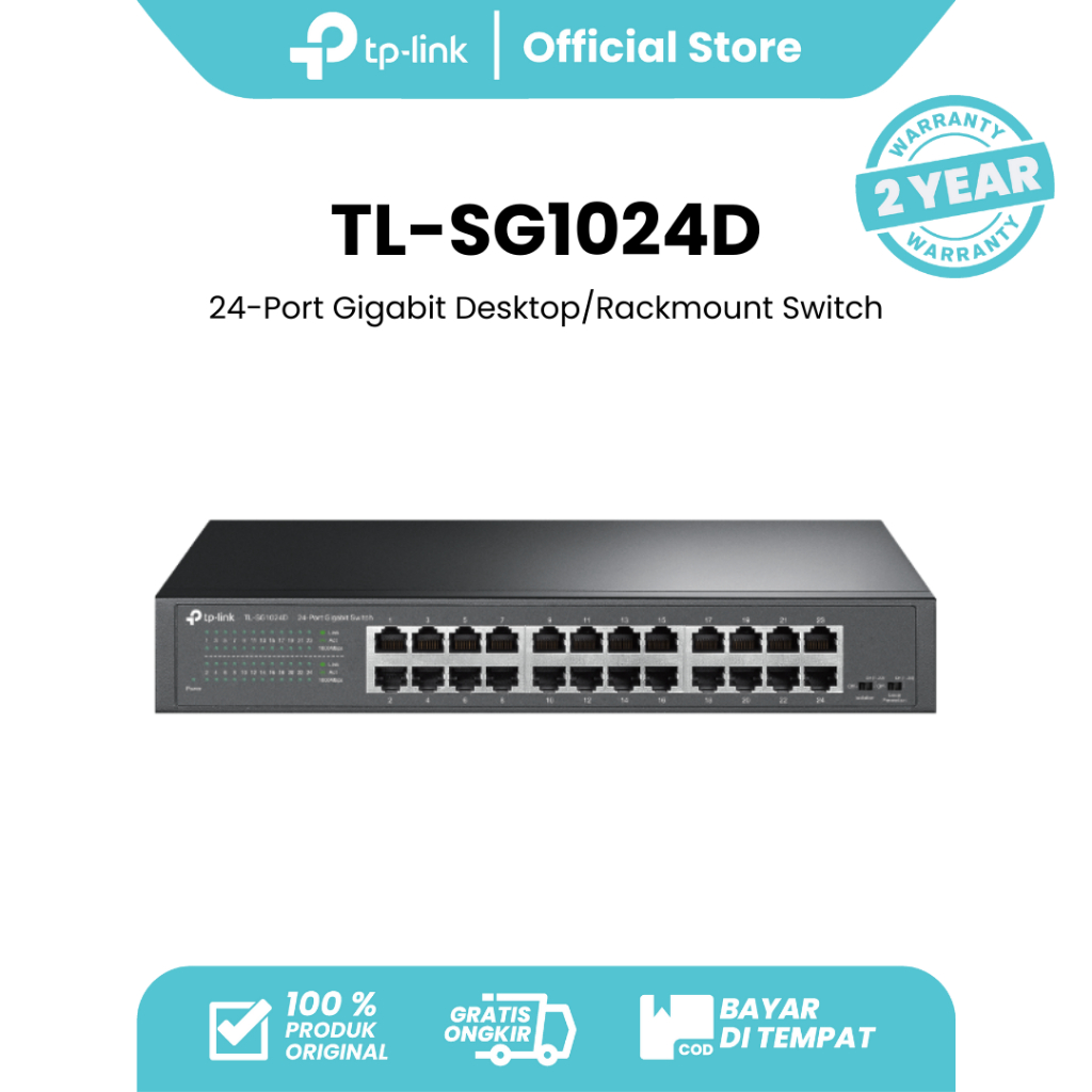 Tp-link TL-SG1024D 24 Port Gigabit Ethernet Unmanaged Switch Plug ...