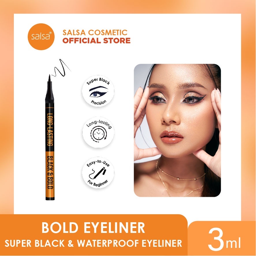 HITAM Salsa Bold Eyeliner - Super Black Waterproof Pen Eyeliner Black ...