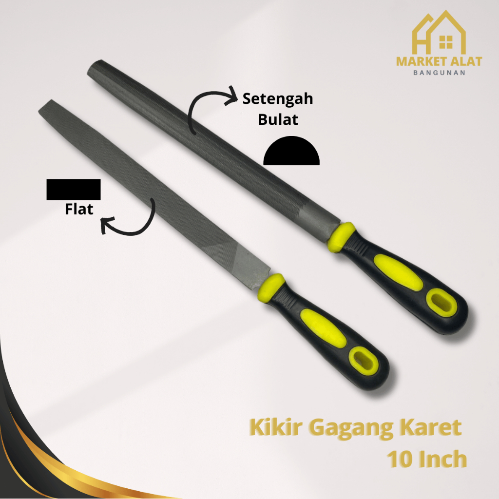 10" Rubber Handle Iron File Plate Variant - Round - Half Round 25 CM ...