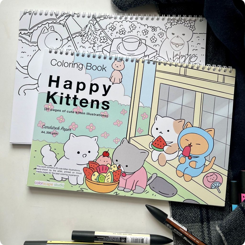 Colorscape Happy Kittens Coloring Book - for Markers & Mixed Media ...