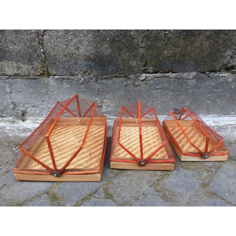 Jogja Craft - serving hood set contains 3 made from woven bamboo ...