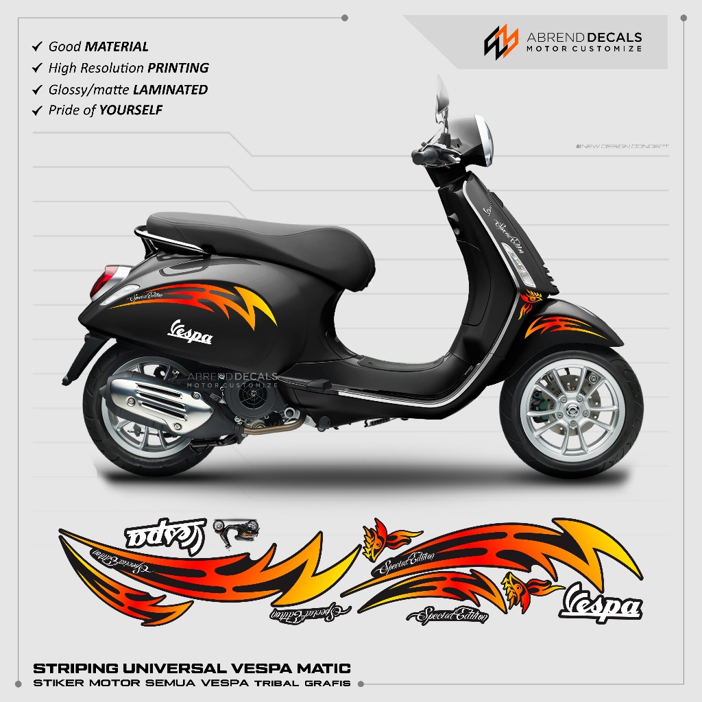 Vespa MOTORCYCLE STICKERS MATIC UNIVERSAL TRIBAL GRAPHICS / VESPA ...