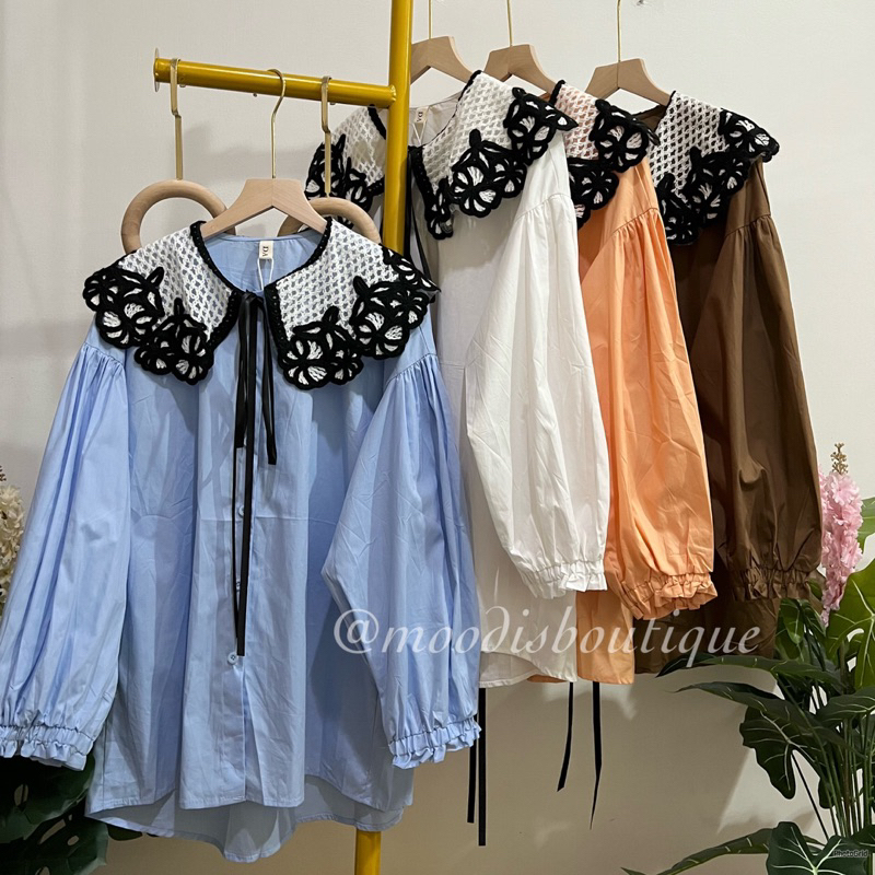 Moodis - Nara Collar Blouse Women's Fashion Tops | Shopee Malaysia