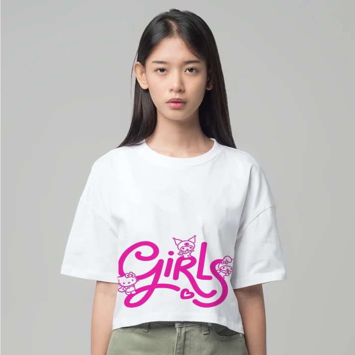 Kuromi Girls Oversized Crop T-shirt | Shopee Malaysia