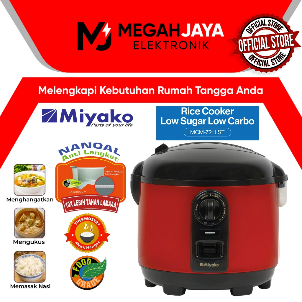 Miyako RICE COOKER / MAGIC COM LOW SUGAR LOW SUGAR LOW SUGAR MCM-721 LST / MCM 721 LST / MCM721 ...