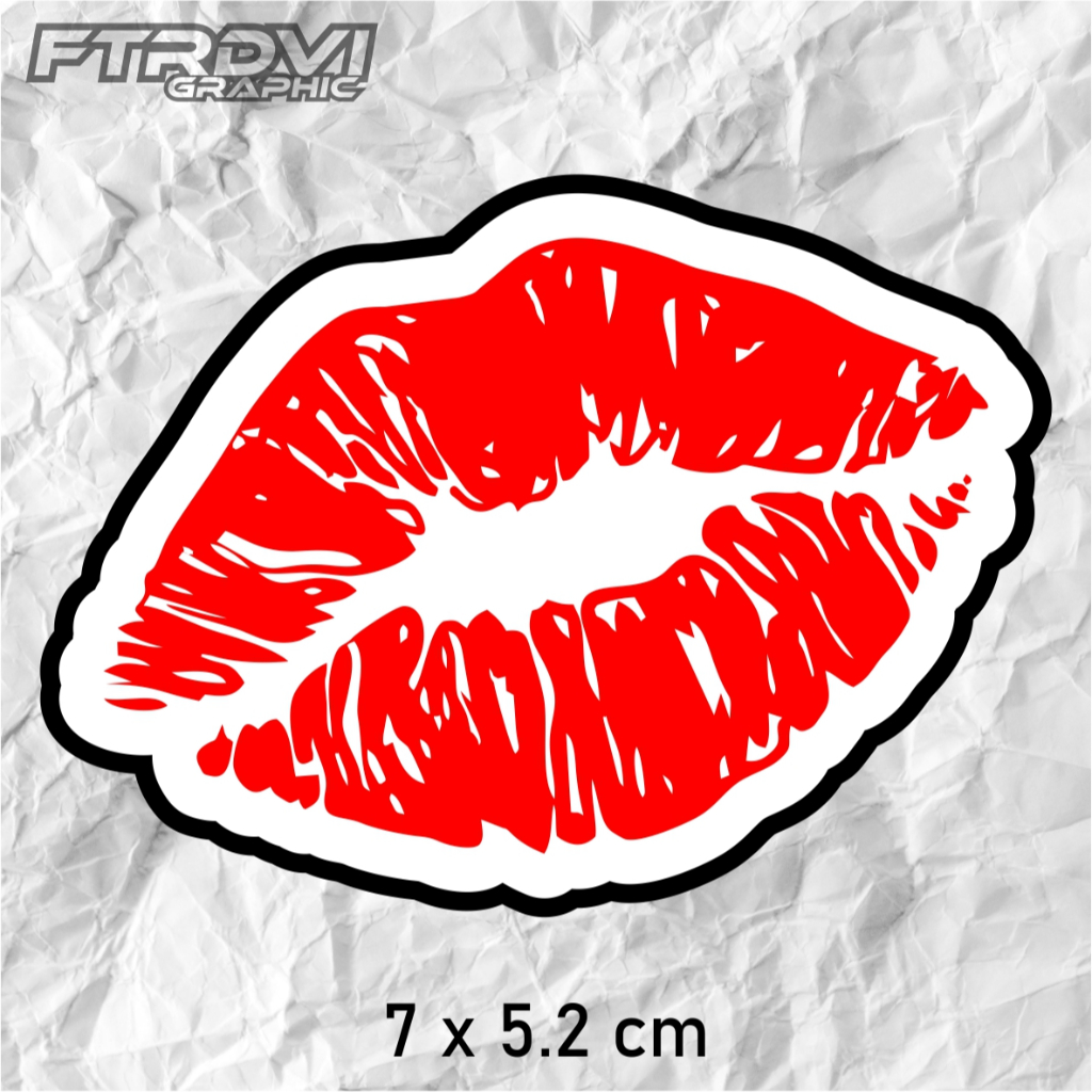 Funny Kiss Lip Sticker Sticker For Motorcycle Car Helmet HP Etc ...