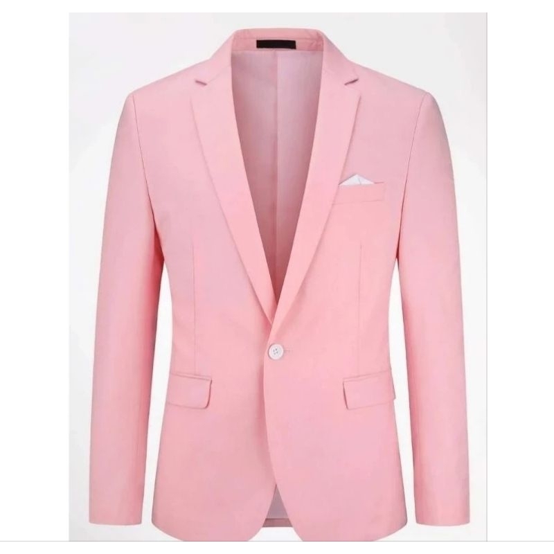 Baby pink men's blazer/Korean style men's suit in baby pink | Shopee ...
