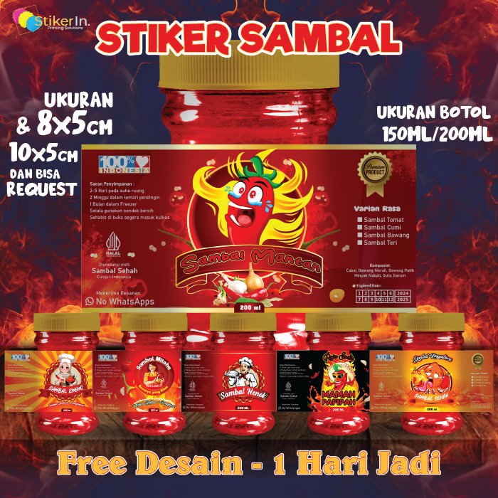 Print chili sauce stickers, chili sauce labels, 150 ml/200 ml packaging ...
