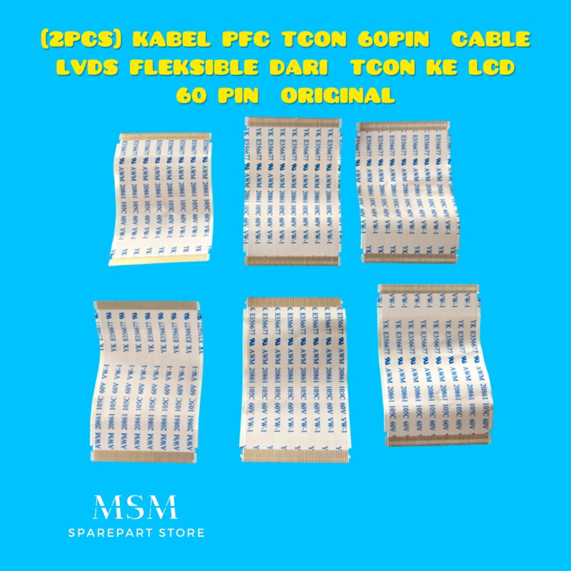 2PCS PFC TCON CABLE 60PIN CABLE LVDS FLEXIBLE FROM TCON TO LCD 60 PIN ...