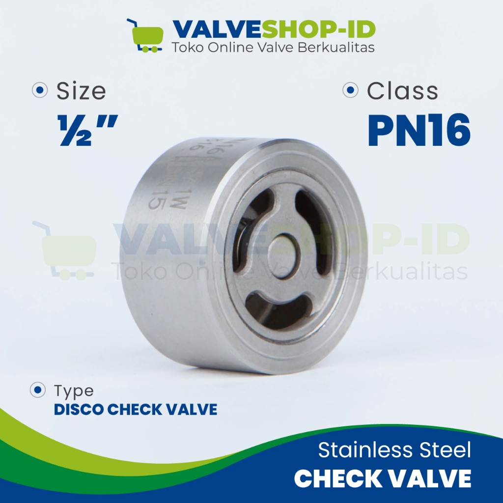 Disco Check Valve DN15 1/2" Inch PN16 Stainless Steel SS316 | Shopee ...