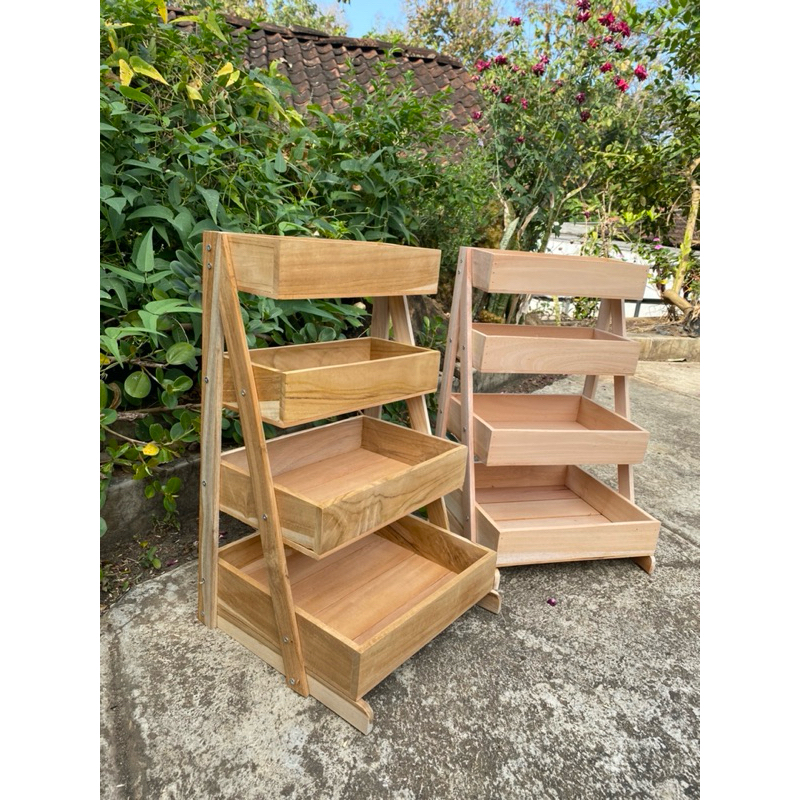 LOKAL KAYU Local 4-LAYER ONION RACK/ TEAK WOOD MULTIPURPOSE SHELF ...