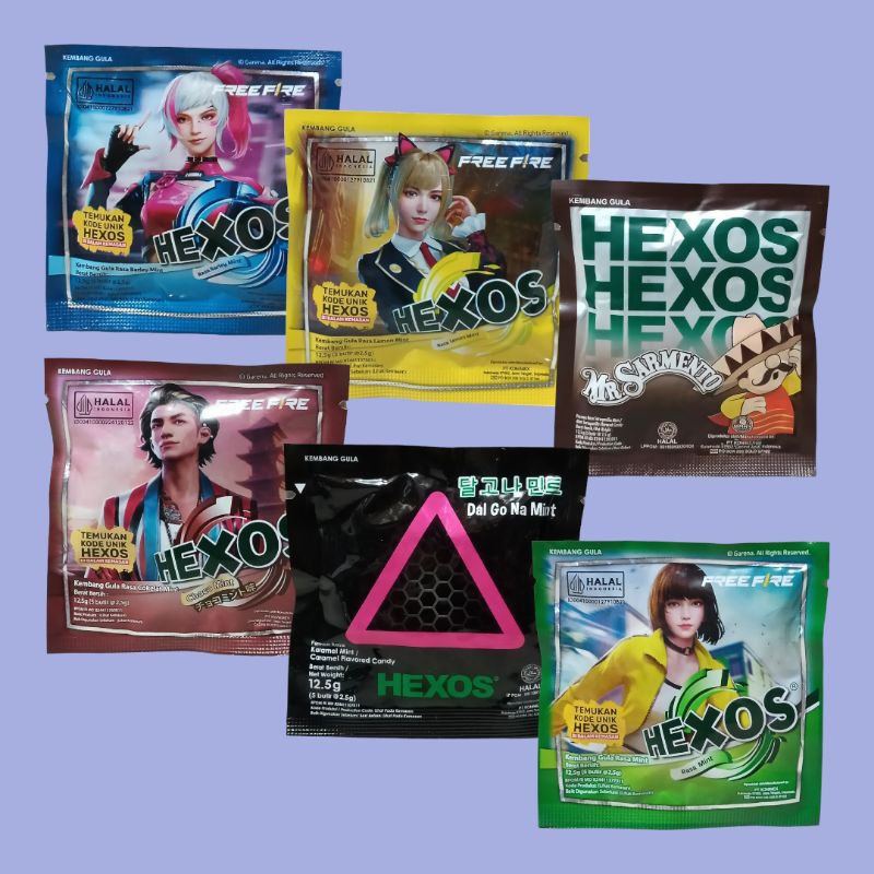 Hexos Sachet Candy Various Flavors Mint, Dalgona, Lemon, Mr. Sarmento ...