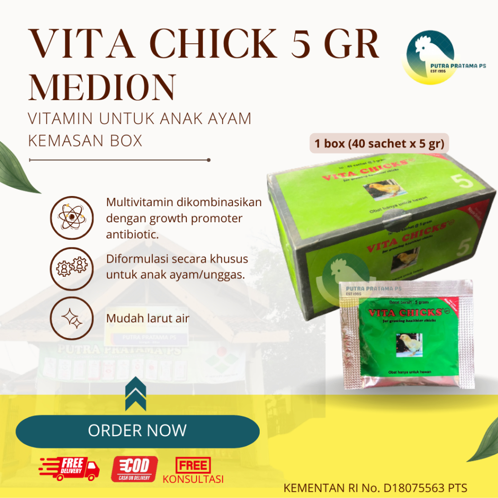 [1 Box] Vita Chicks 5 grams 1 Box Vita chick Vitamin Medion Chicks ...