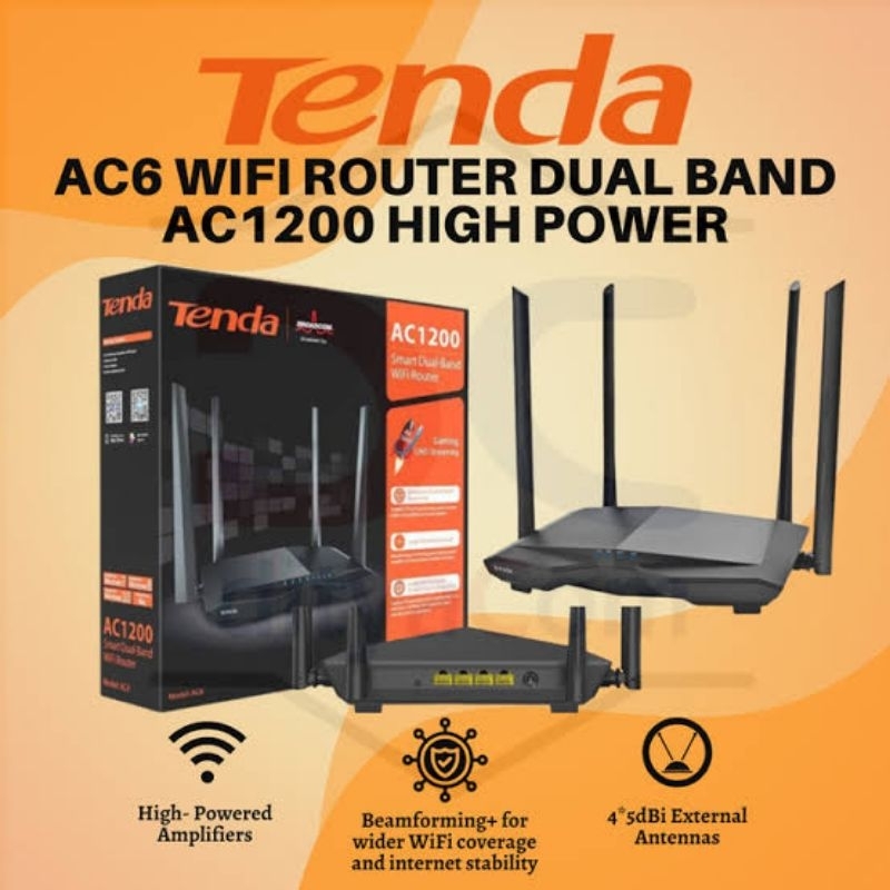 TENDA Routers Wi-Fi Tent Dual Band AC-6 (AC-1200) | Shopee Malaysia