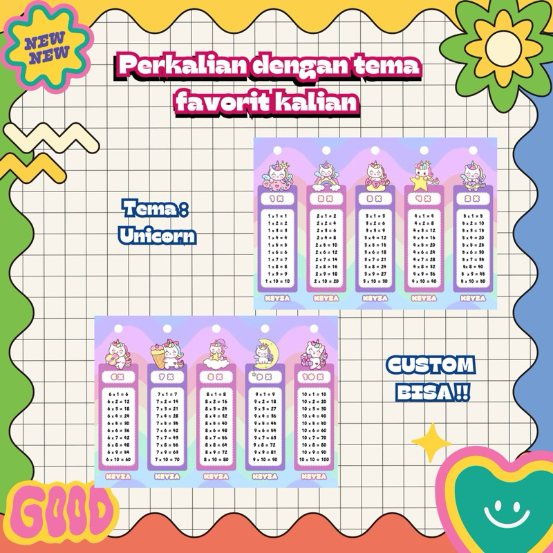 Flash CARD Multiplication Table UNICORN Astronaut Theme | Shopee Malaysia