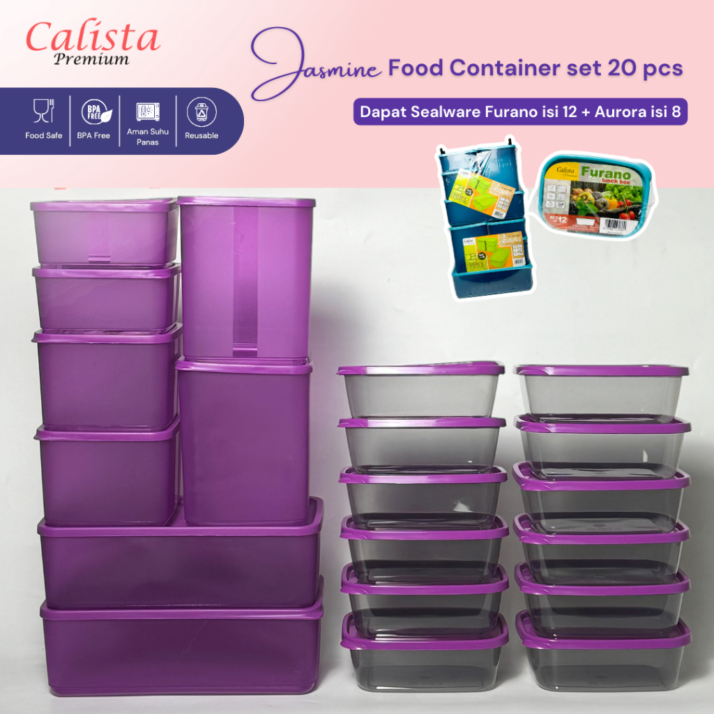 Calista Jasmine Set 20 pcs Food Container Set | Shopee Malaysia