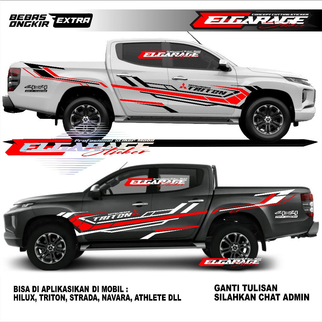 New Car sticker mitsubishi triton cutting sticker list body Side Car ...