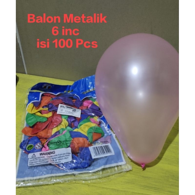 (100Pcs) 6 inch Metallic Balloons Mixed Colors 100pcs/Party Balloons ...