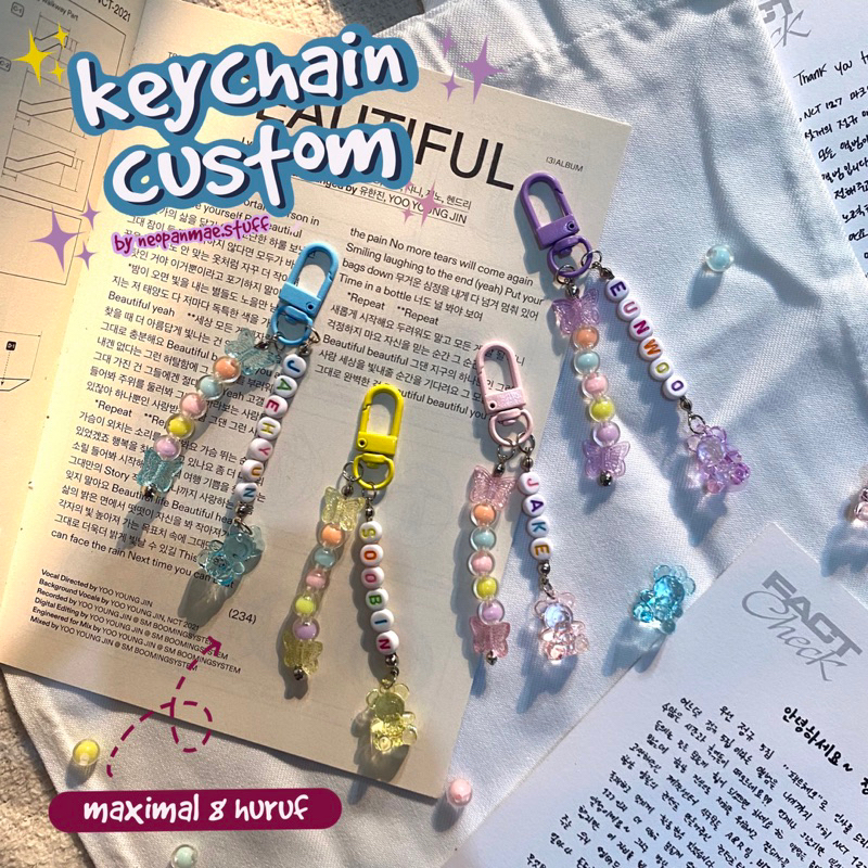 GANTUNGAN New!!! Keychain Keychain Keyring Custom Name Cute Korean ...