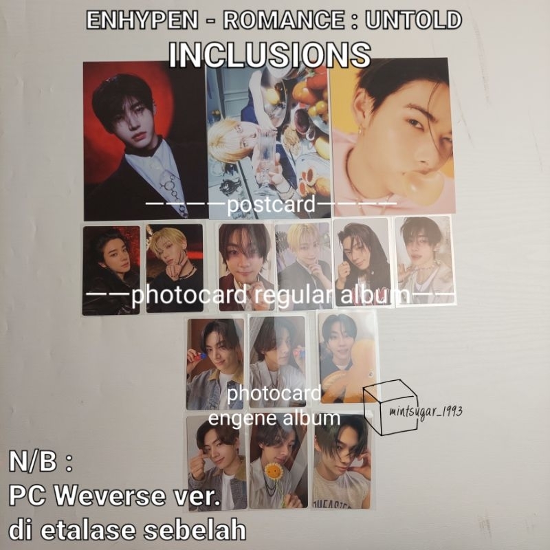 Enhypen Photocard - romance: untold regular and Engene version [Reg ...