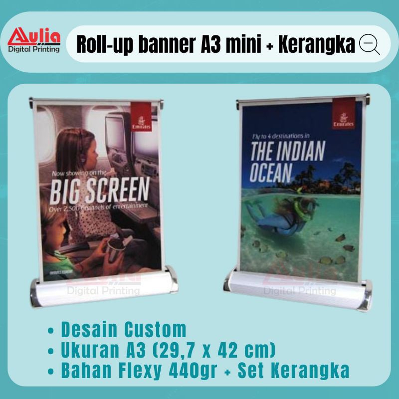 Custom A3 Mini Baner | Flexy Roll-up 440gr Mini | Rollup Flexi Korea Full set Frame UK A3 ...