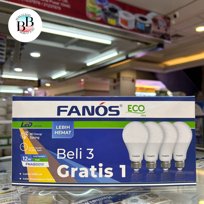 CAHAYA PUTIH Fanos EcoPack 12 Watt LED Bulb (Buy 3 Get 1 Free) (White ...
