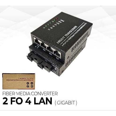 Htb Media Converter 2FO4LAN Converter gigabit 2 Port Fiber Optic 4 Port ...