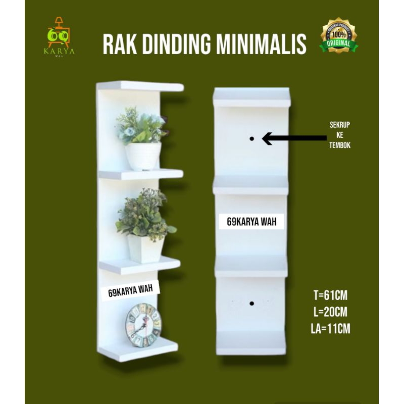 PUTIH HIASAN DINDING Minimalist Wall Shelf 4 Levels White MOTIF Shelf ...