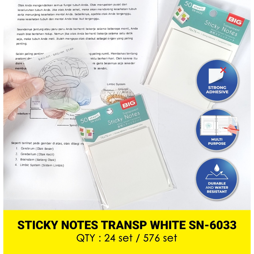 Sticky NOTES TRANSPARENT BIG SN-6042, SN-6043, SN-6032, & SN-6033 ...