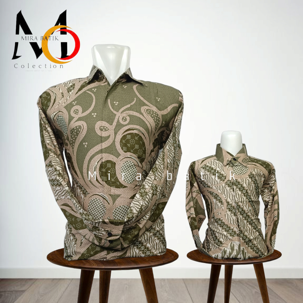 HIJAU Sage green batik/sage green father and son couple batik/sage ...