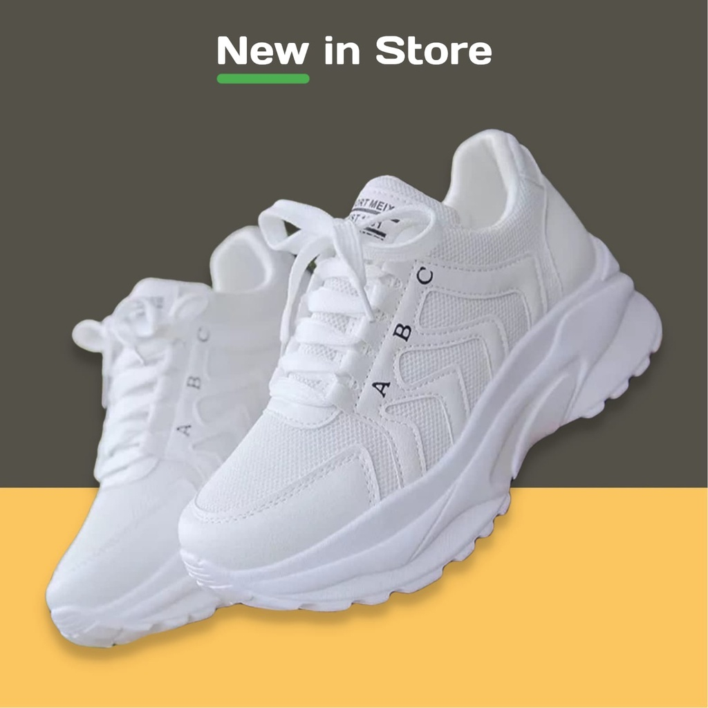 JURAGAN ONLINE - ABC Sneakers Women's Shoes Stylish Plain White Fashion Sneakers | Shopee Malaysia